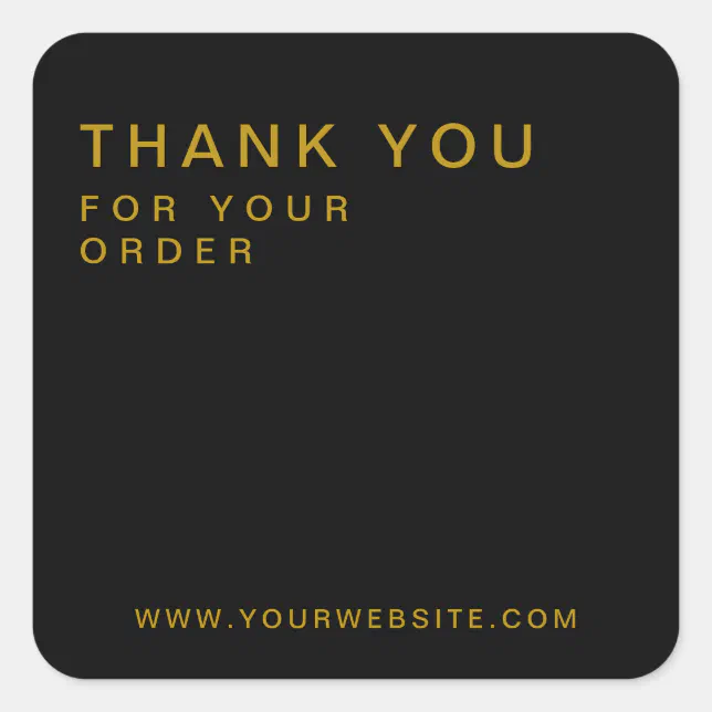 Gold Modern Custom Business Thank You Square Sticker | Zazzle