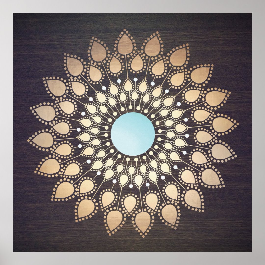 Gold Ornate Lotus Mandala Art Poster | Zazzle