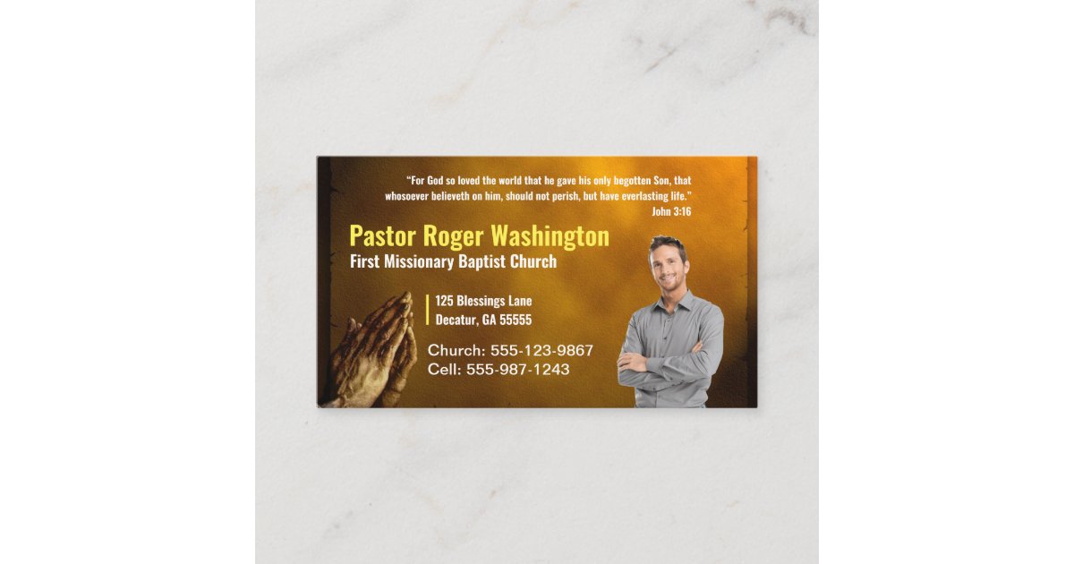 Gold Pastor or Deacon Photo Church Business Card | Zazzle