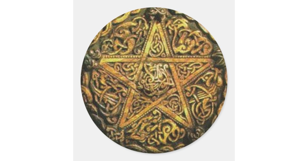 Gold Pentacle Classic Round Sticker | Zazzle