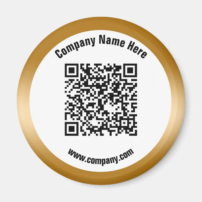 Gold Promotional Business Name QR Code Magnet | Zazzle