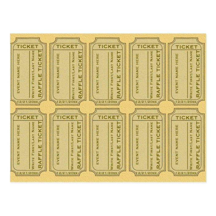 Gold Raffle Tickets Postcard | Zazzle.co.uk