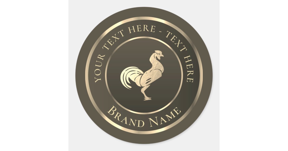 Gold Rooster Logo Classic Round Sticker | Zazzle