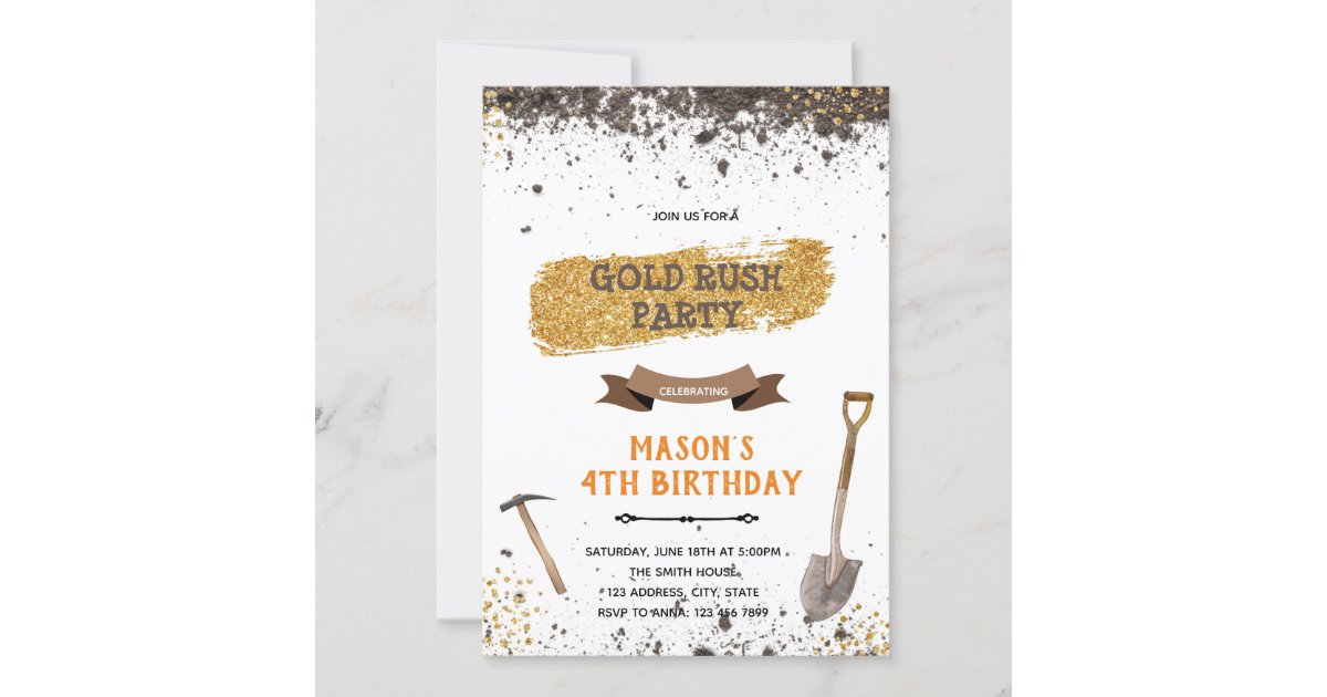 Gold rush party theme invitation | Zazzle
