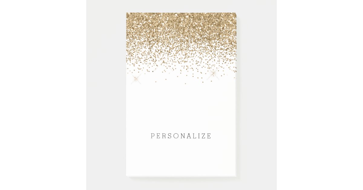 Gold Sparkle Faux Glitter Post-it Notes | Zazzle