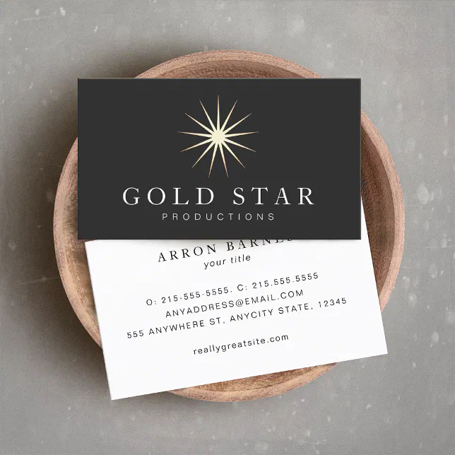 Gold Star Logo Business Card | Zazzle