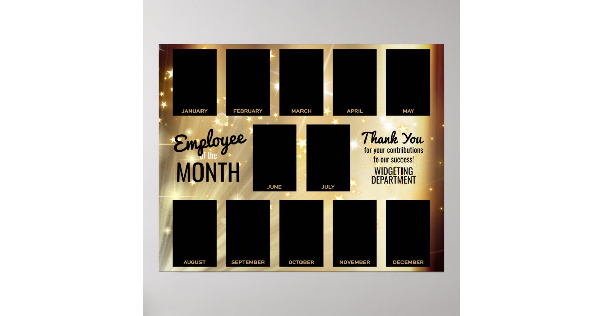 Gold star photo employee of the month recognition poster | Zazzle