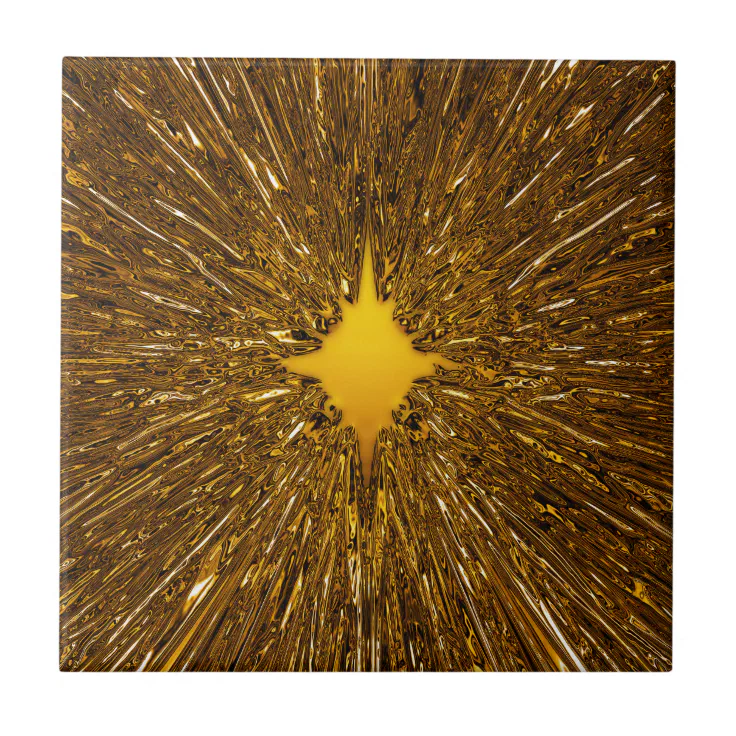 Gold starburst pattern tile | Zazzle