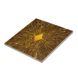 Gold starburst pattern tile | Zazzle