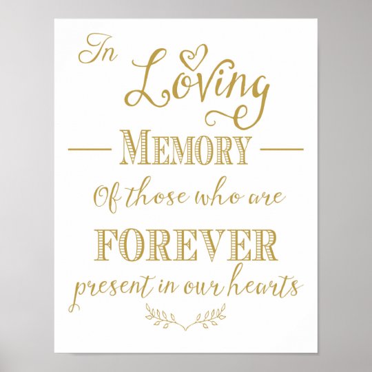 Gold wedding In Loving memory sign print | Zazzle.co.uk