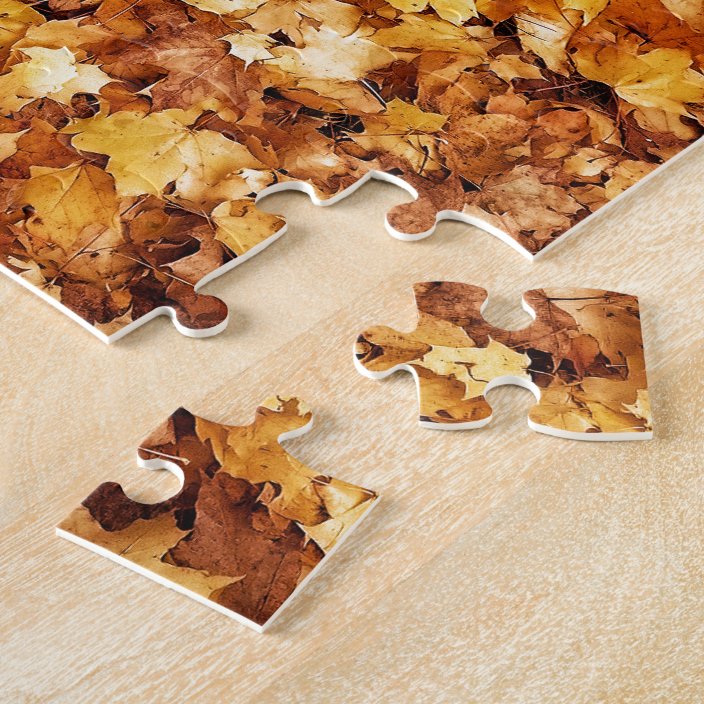 Gold yellow fall maple leaves jigsaw puzzle | Zazzle.co.uk