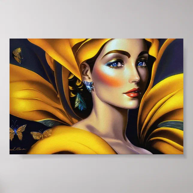 Golden Beauty and Fashion Model 1 - AI Art Poster | Zazzle