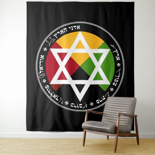 Golden Dawn Earth Pentacle on Black Tapestry | Zazzle.co.uk
