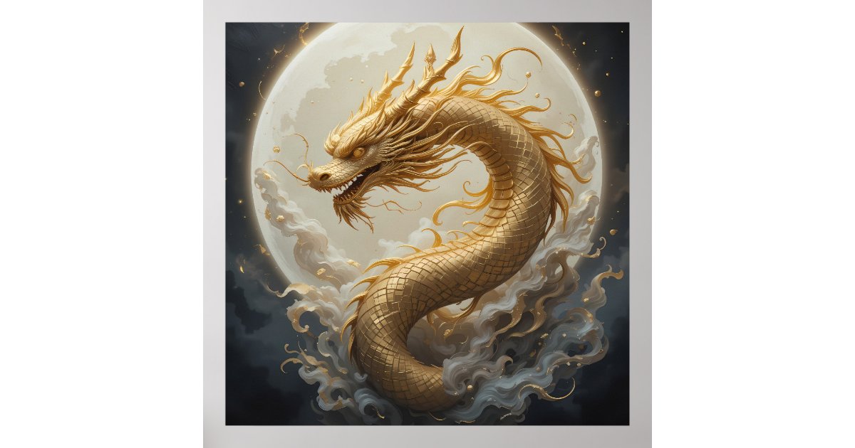 Golden dragon poster | Zazzle