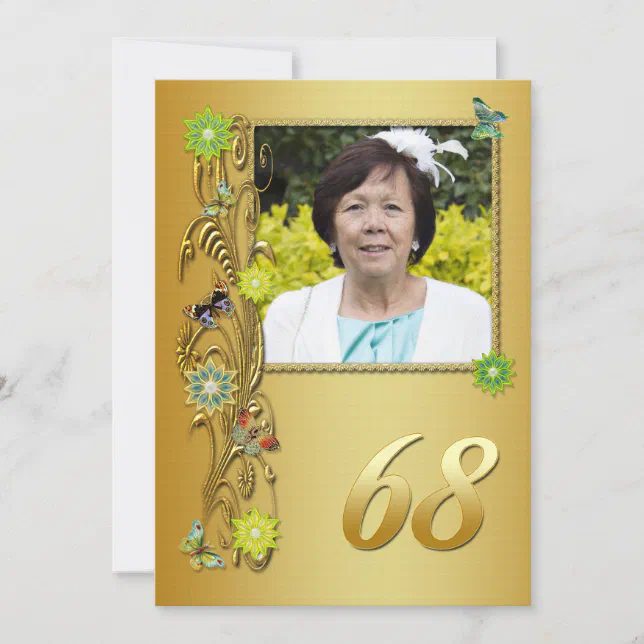 Golden Garden 68th Birthday party invitation | Zazzle