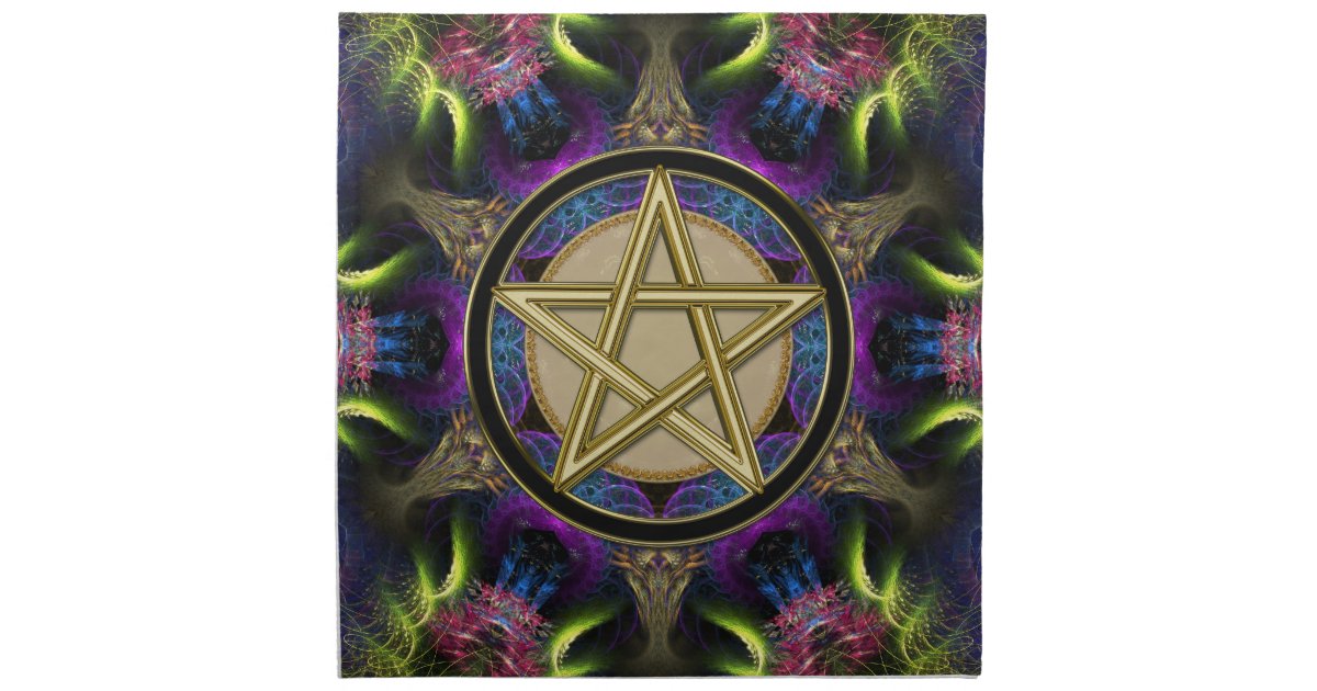 Golden Pentacle Magick Cloth Banners / Napkins | Zazzle