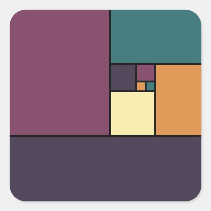 Golden Ratio Squares Square Sticker | Zazzle.co.uk