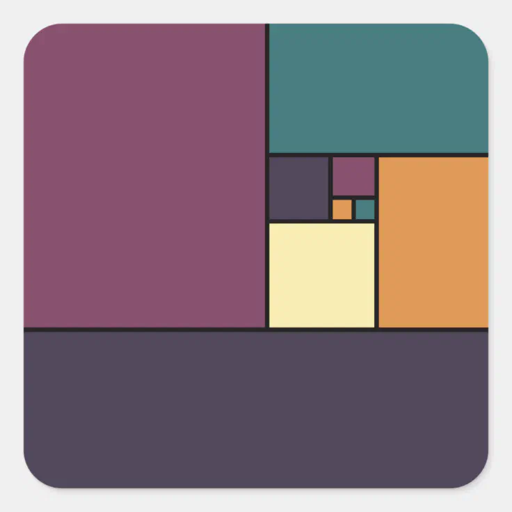 Golden Ratio Squares Square Sticker | Zazzle