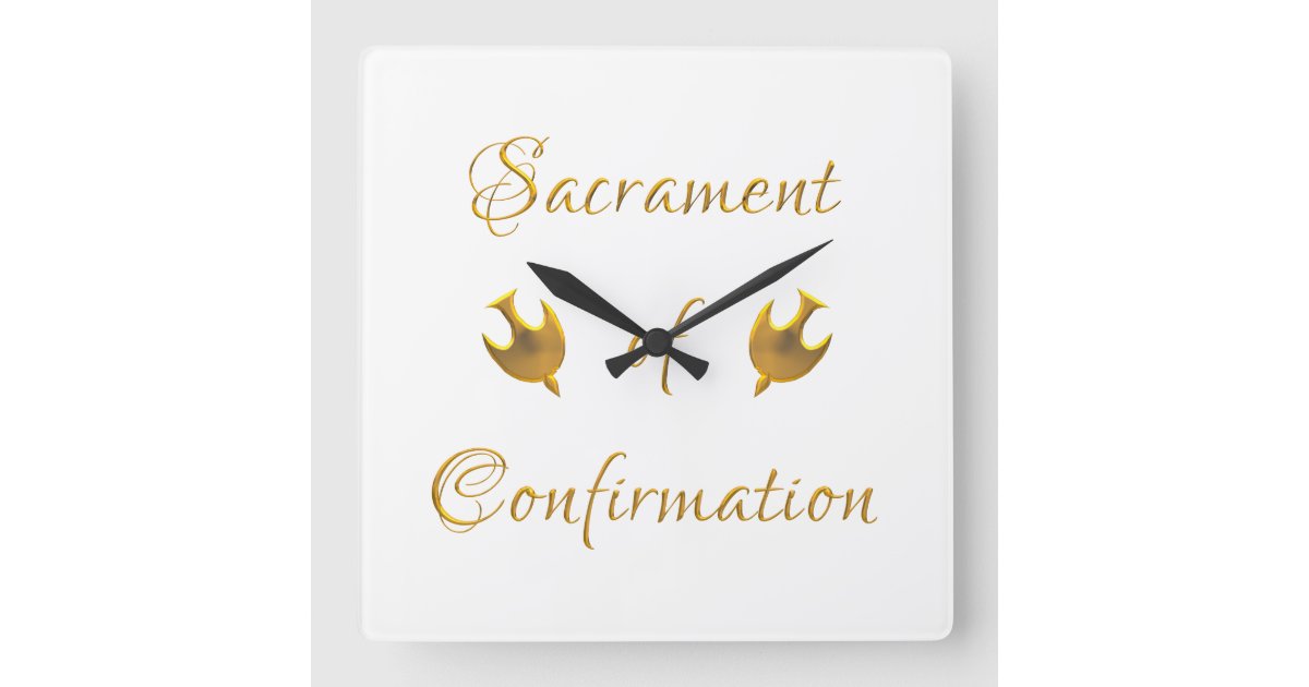 Golden Sacrament of Confirmation and Holy Spirit Square Wall Clock | Zazzle