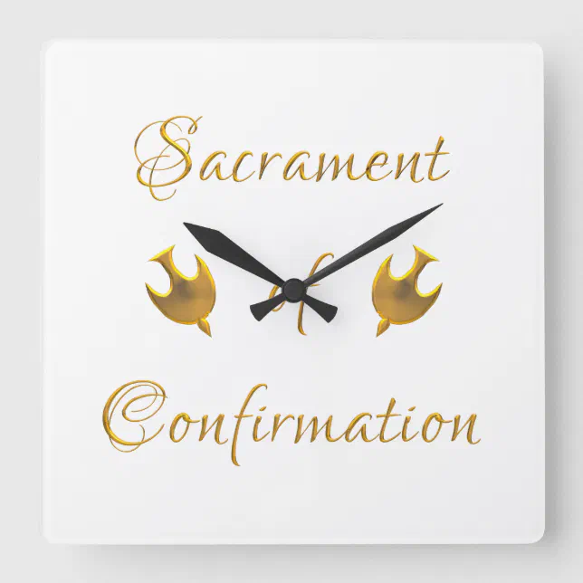Golden Sacrament of Confirmation and Holy Spirit Square Wall Clock | Zazzle