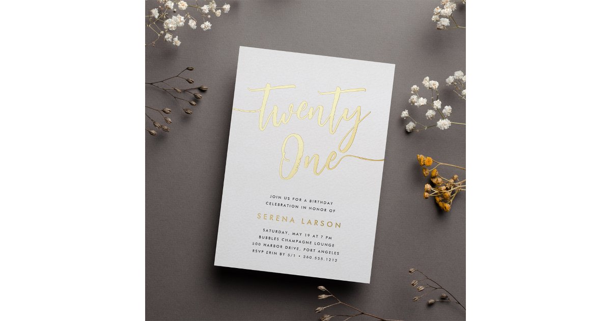 Golden Script 21st Birthday Party | Zazzle