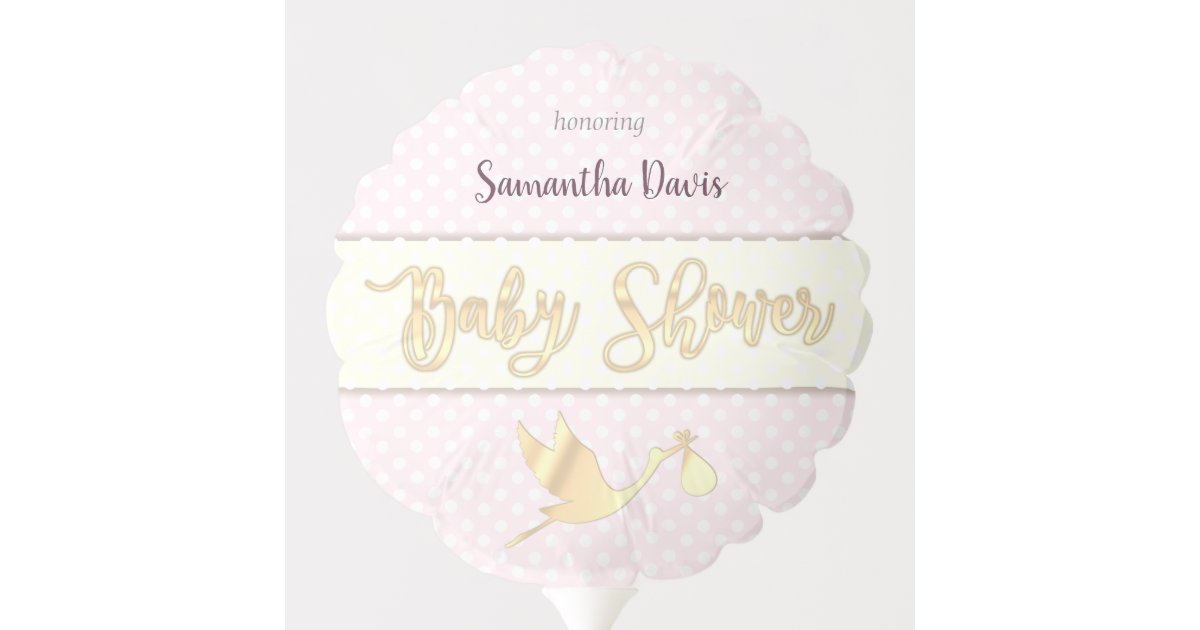 Golden Stork Baby Girl Baby Shower Balloon | Zazzle