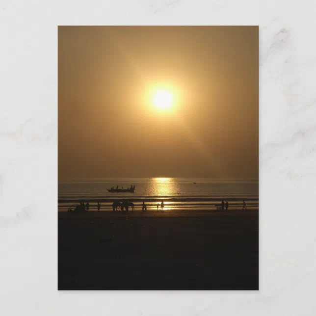 Golden Summer Sunset Reflection on the Beach Postcard | Zazzle