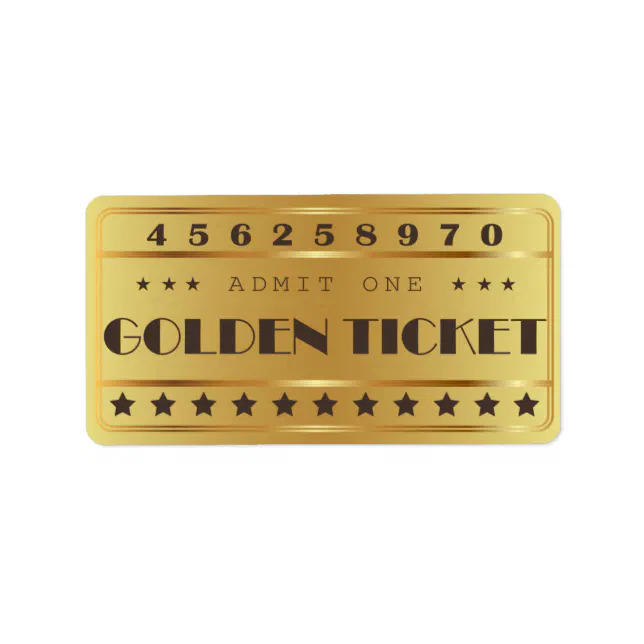 Golden Ticket Admit One Stars Birthday Party Label | Zazzle