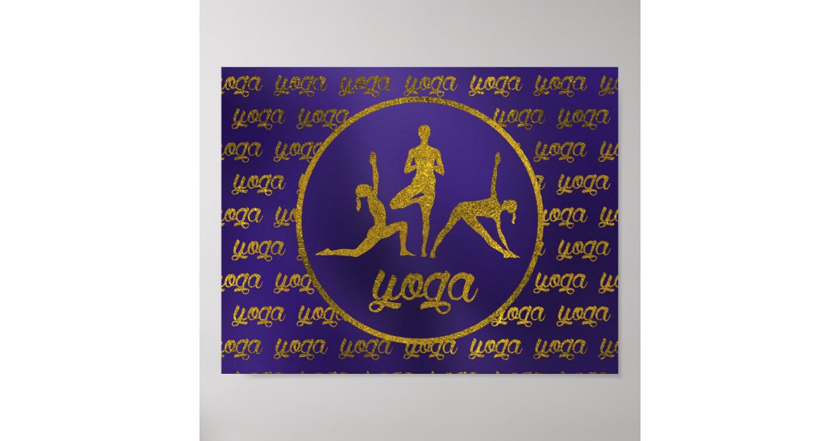 Golden Yoga Asanas Symbols Poster | Zazzle