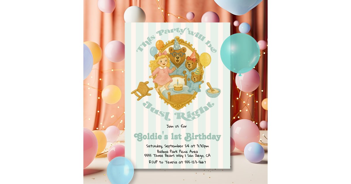 Goldilocks & the Three Bears Birthday Party Invitation | Zazzle