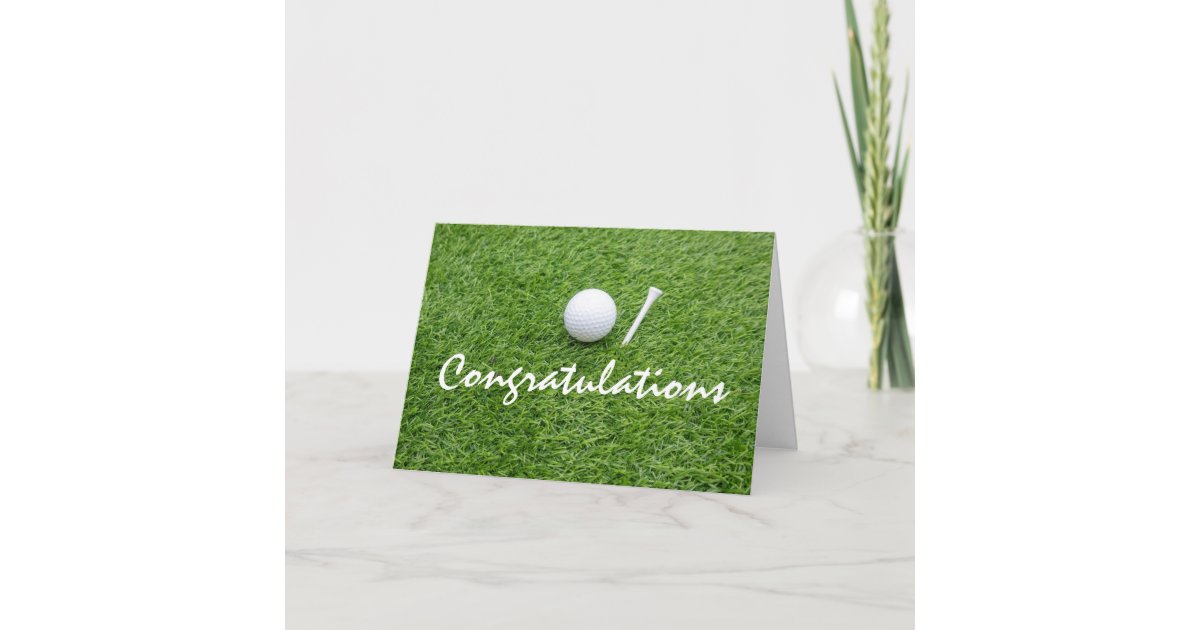 Golf congratulations with golf ball and tee card | Zazzle