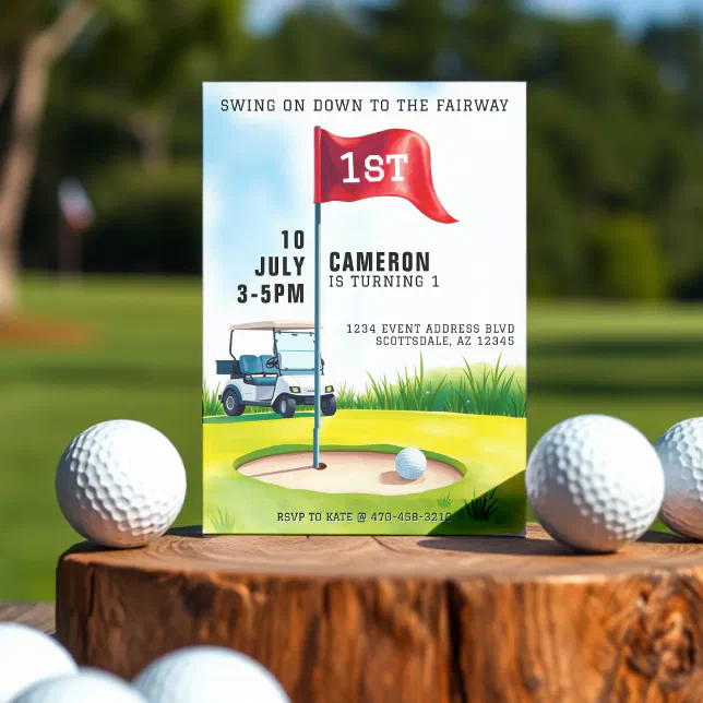 Golf Course Kids 1st Birthday Party Invitation | Zazzle