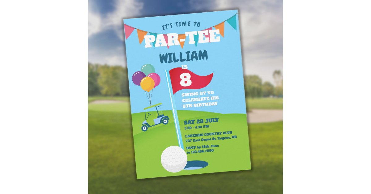Golf Theme Birthday Party Partee Invitation | Zazzle