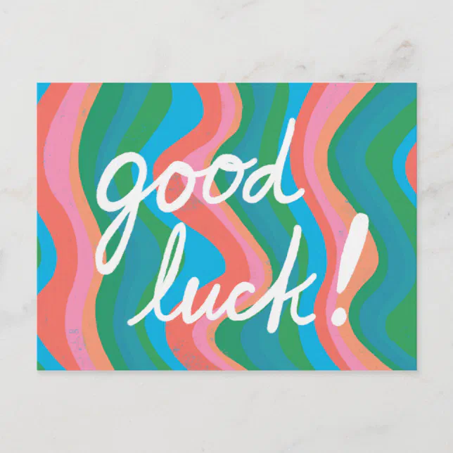GOOD LUCK Colourful Cool & Fun Stripes Postcard | Zazzle