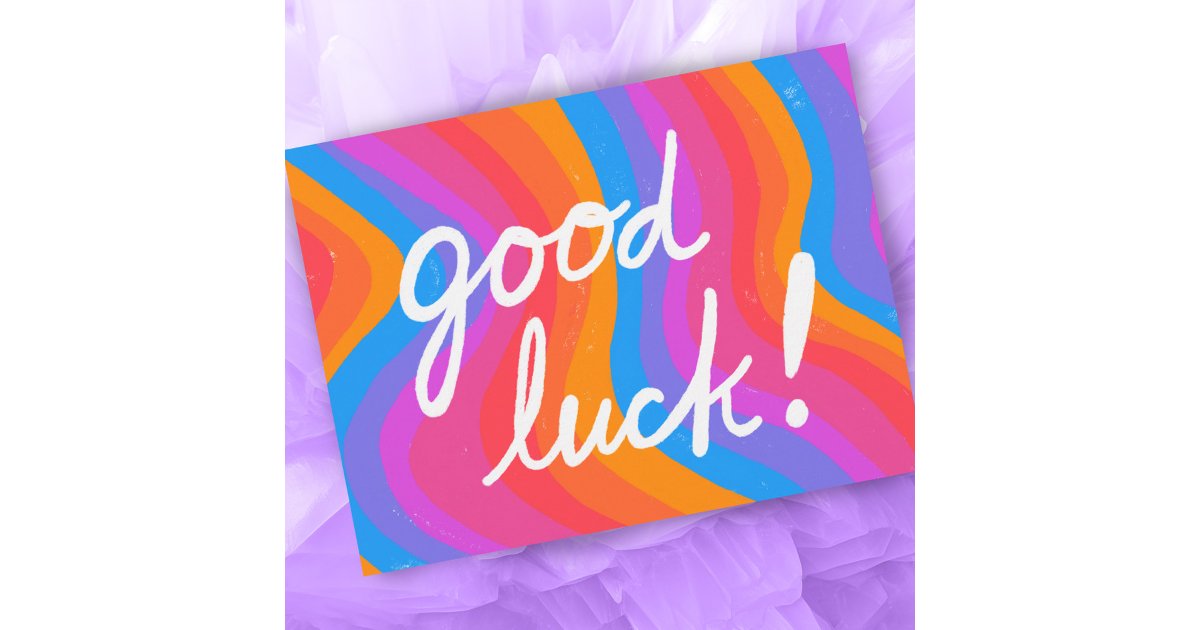 GOOD LUCK Colourful Cool & Fun Stripes Postcard | Zazzle