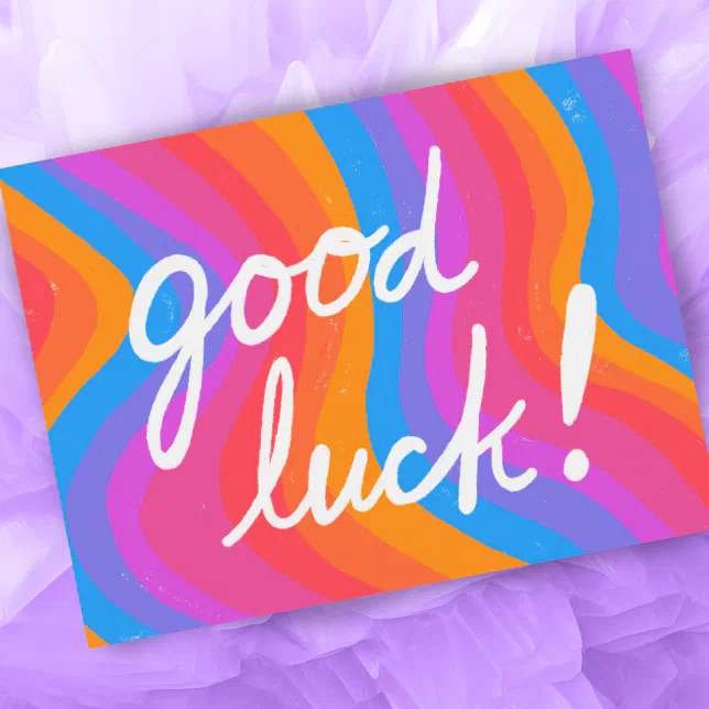 GOOD LUCK Colourful Cool & Fun Stripes Postcard | Zazzle