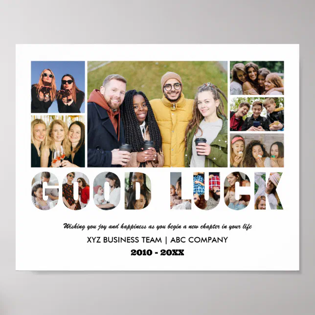Good Luck Photo Collage Office Colleague Farewell Poster | Zazzle