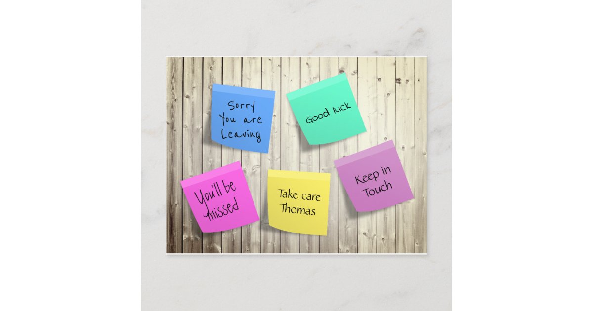 Goodbye Farewell Post-its Postcard | Zazzle
