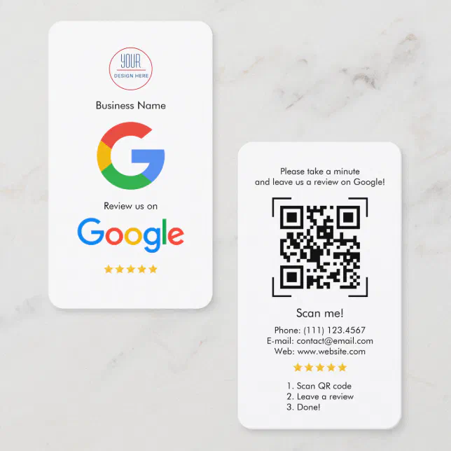Google Review With QR Code Link Business Card | Zazzle