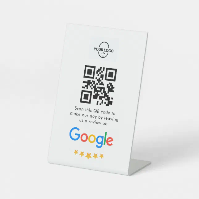 Google Reviews | Business Review Link QR Code Pedestal Sign | Zazzle