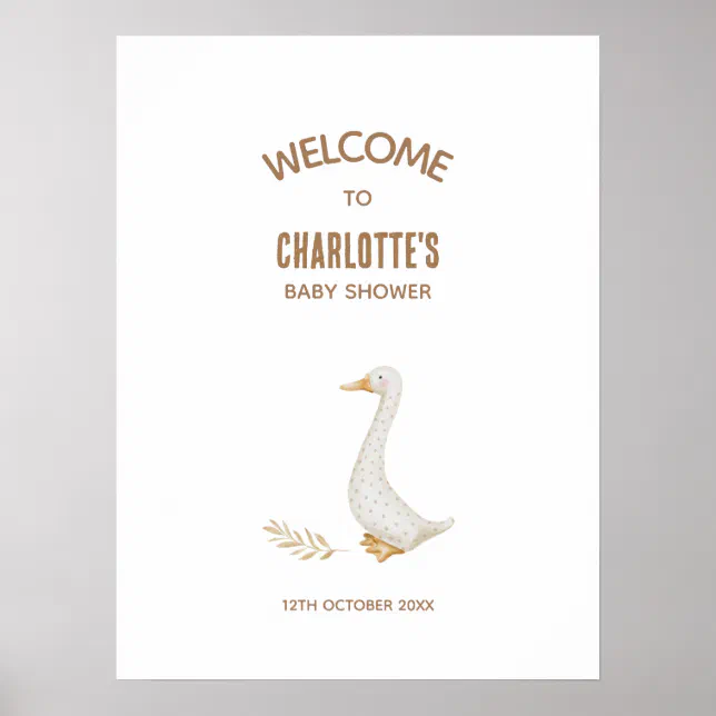 Goose Baby Shower Welcome Sign | Zazzle