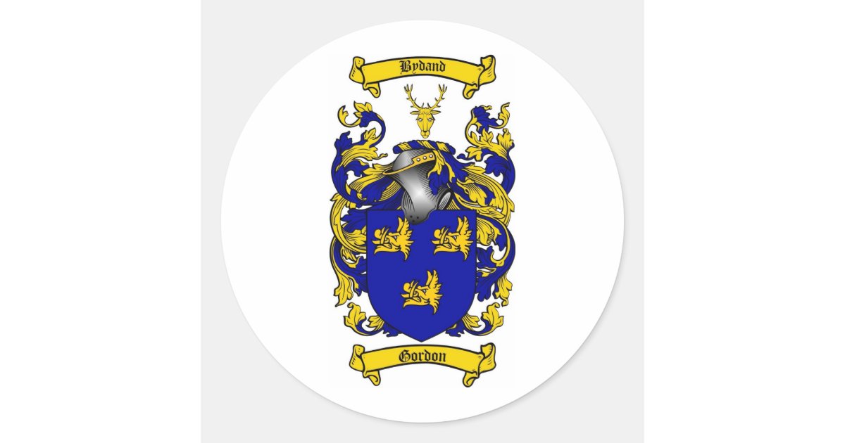 GORDON FAMILY CREST - GORDON COAT OF ARMS CLASSIC ROUND STICKER | Zazzle