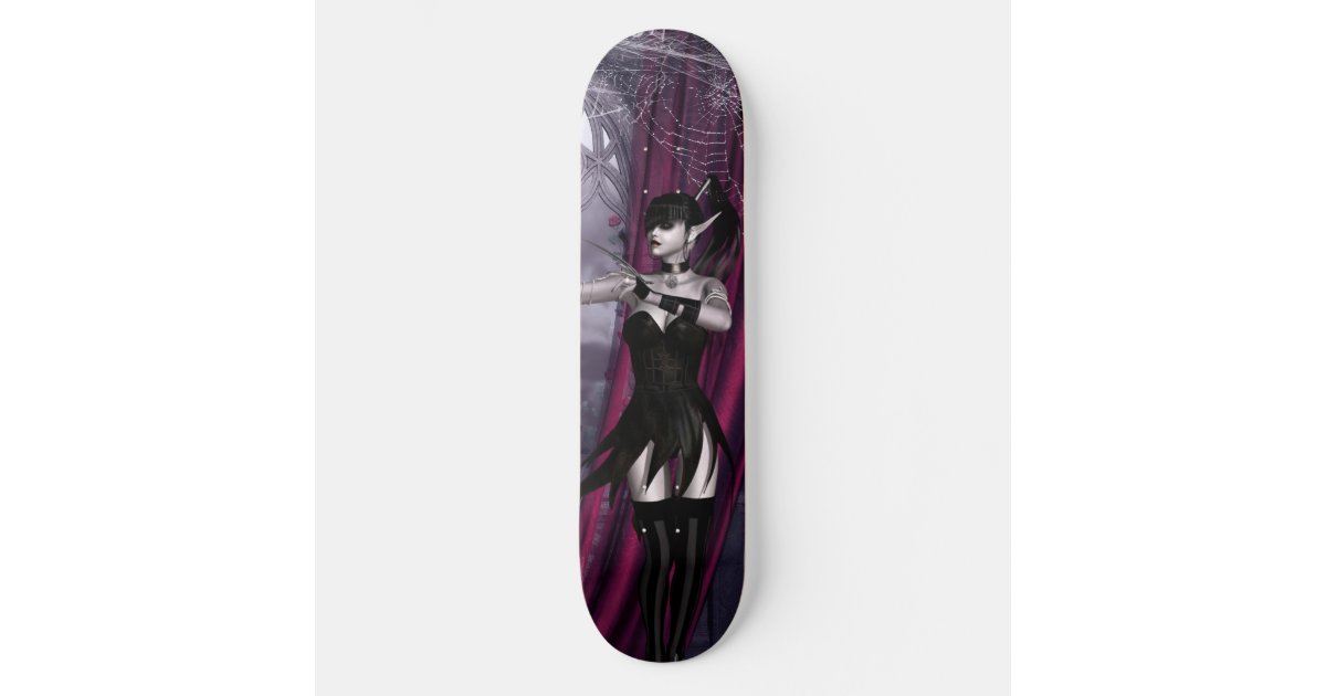 Gorgeous Goth girl cobwebs & curtains Skateboard | Zazzle