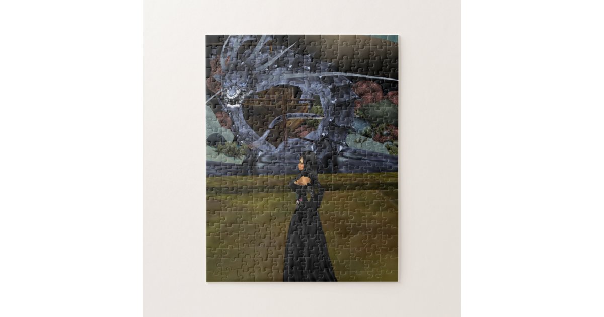 Goth Girl And Grey Dragon Puzzle | Zazzle