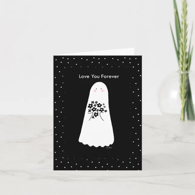 Goth Valentine Anniversary Creepy Cute Ghost Boo Card | Zazzle