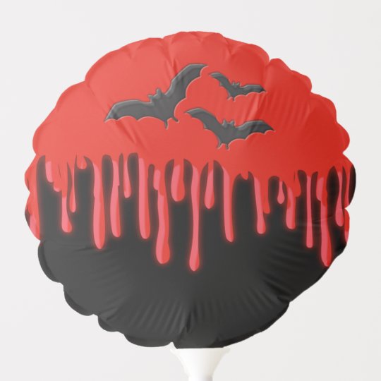Gothic Bats & Red Dripping Blood Halloween Party Balloon | Zazzle.co.uk