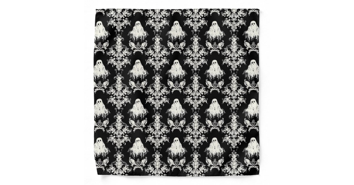 Gothic black white ghosts pattern bandana | Zazzle