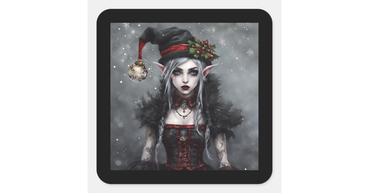 Gothic Christmas Square Sticker | Zazzle