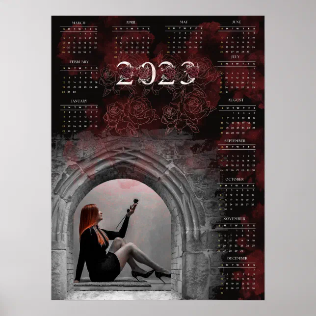 Gothic girl- 2023 calendar poster | Zazzle
