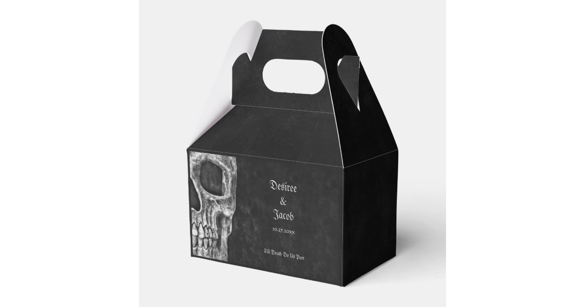 Gothic Half Skull Black And White Wedding Favour Box | Zazzle